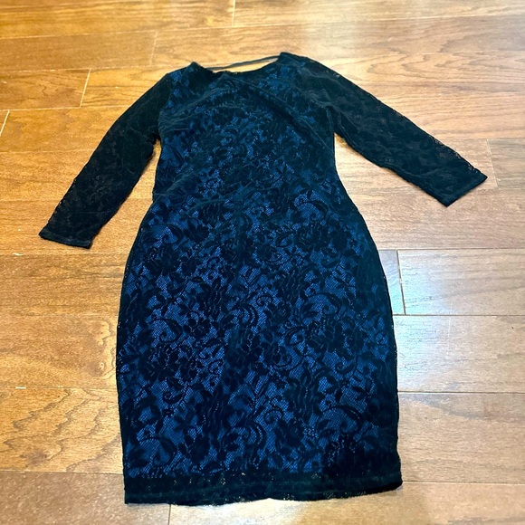 Moda International | Dresses | Moda International Black Blue Mini Lace ...